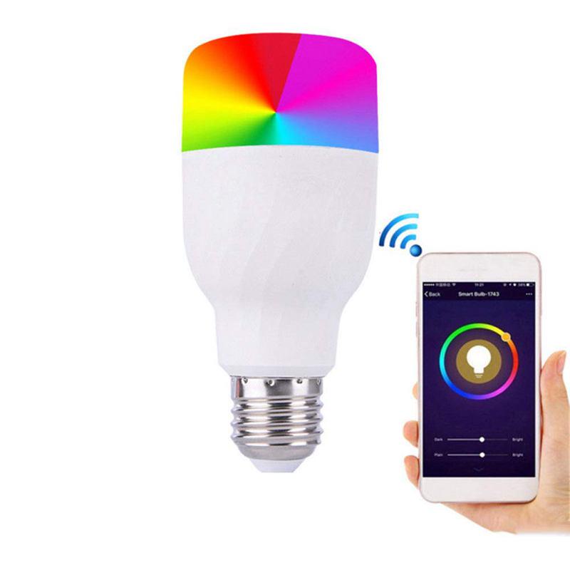 Smart LED WiFi Light Bulb, 11W 600LM E27 Dimmable RGB Colour Changing ...