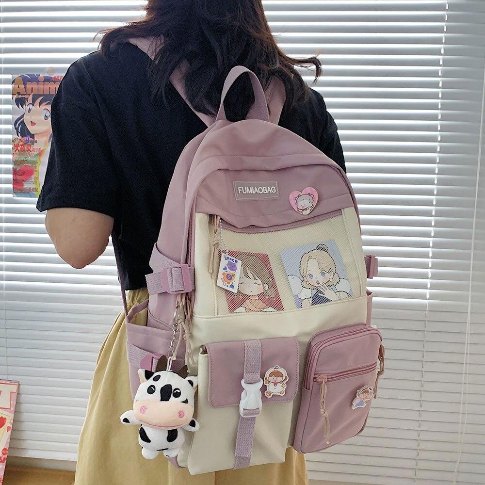 Buy 2021 Women Mesh Cute Backpack Nylon Female Harajuku School Bag ...