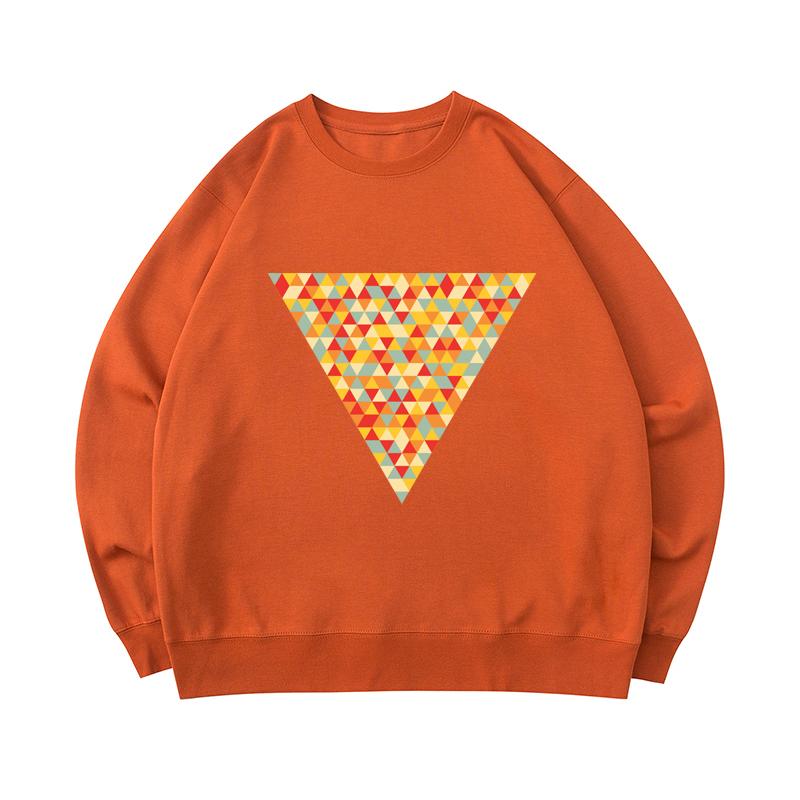 Buy Men's 300 GSM 100% Cotton Sweatshirt Retro Triangle Pattern Print ...