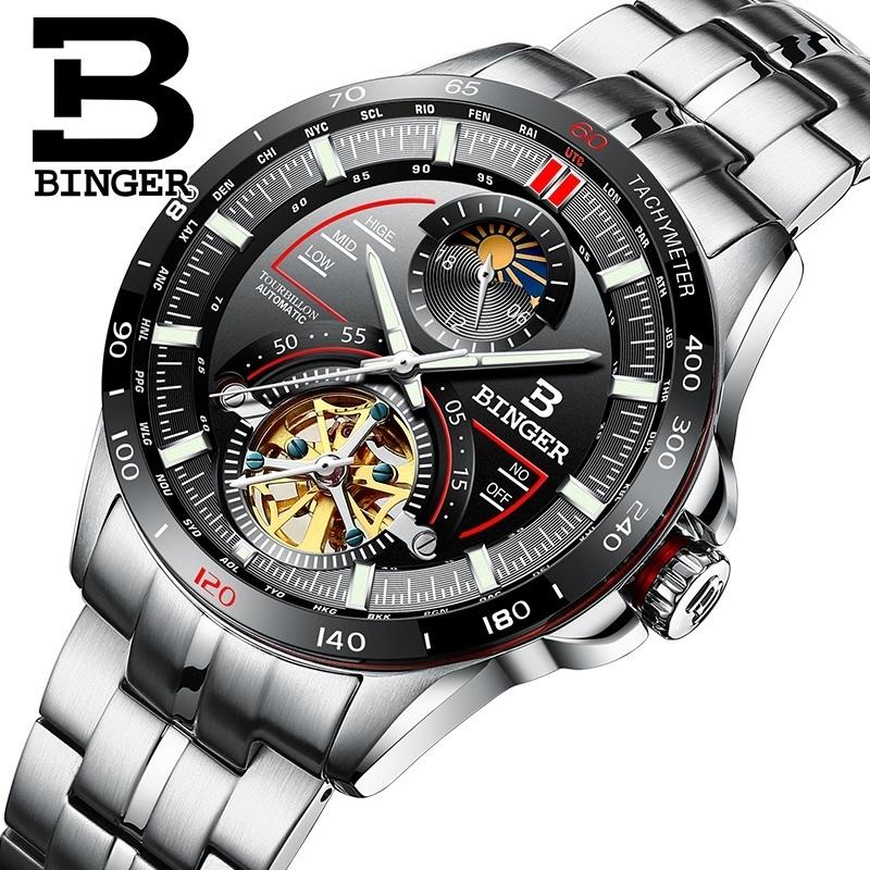 Buy BINGER Men Watch Tourbillon Automatic Mechanical Clock Sapphire ...