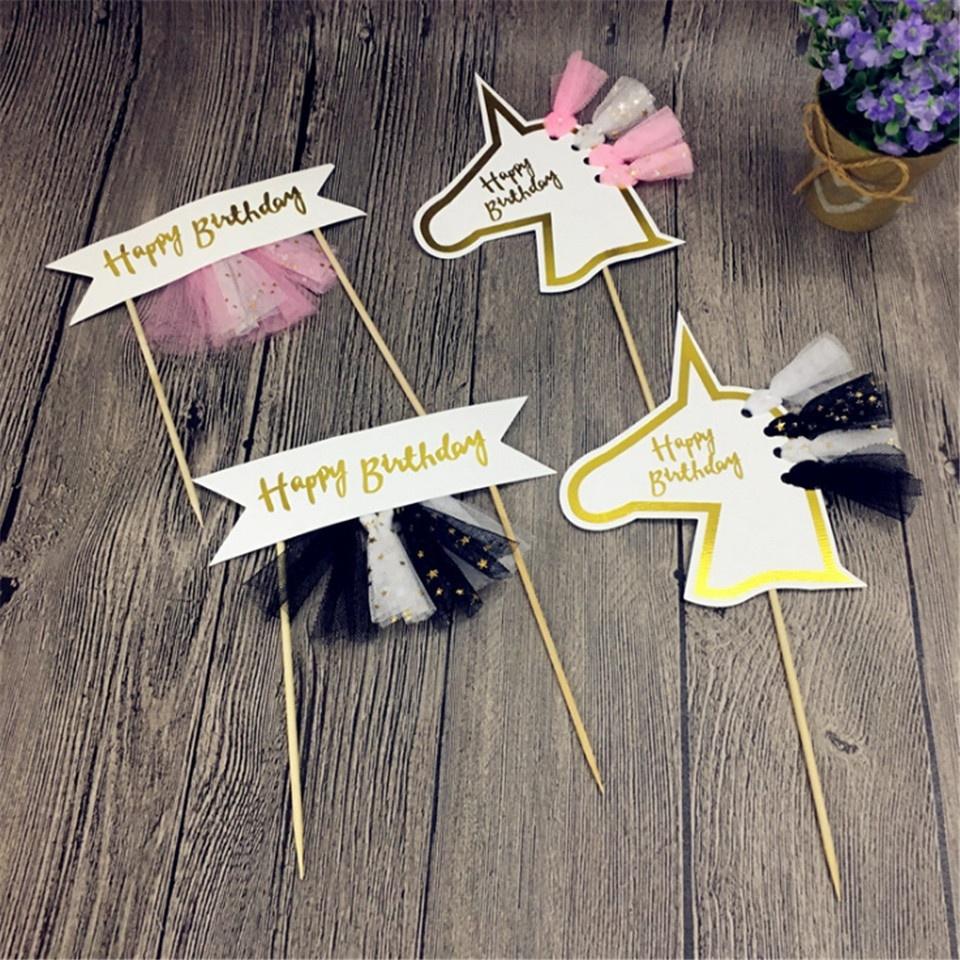 Buy 3Sets / Tutu Dress Party Happy Birthday Tutu Tassels Cake Topper ...