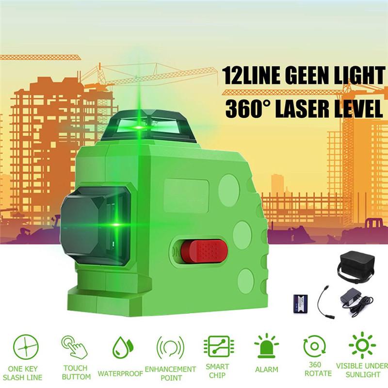 Buy 12 Lines Automatic Green Light Laser Level Infrared 360° Rotatable ...