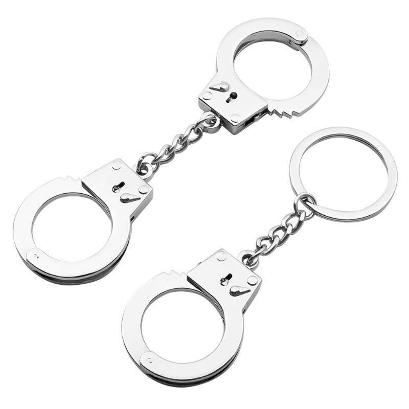 Buy Metal Novelty Double Lock Handcuffs Keychain Key Rings Fashion ...