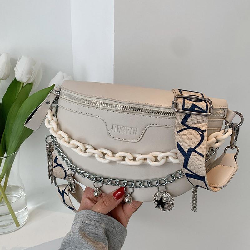 Cheap Solid Color Chain Small Fanny Packs For Women 'S Luxury Waist Bag ...