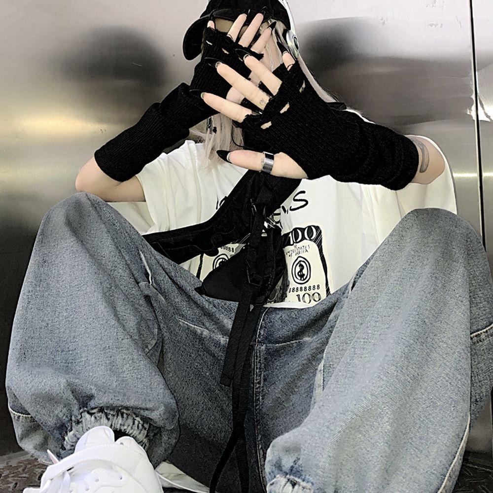 Arm Warmers Black Gloves Extra Long Fingerless Gloves Gothic Gothic ...