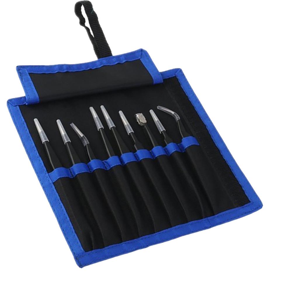 Buy 9 Pcs Precision ESD Anti-Static Repair Stainless Steel Tweezers Set ...