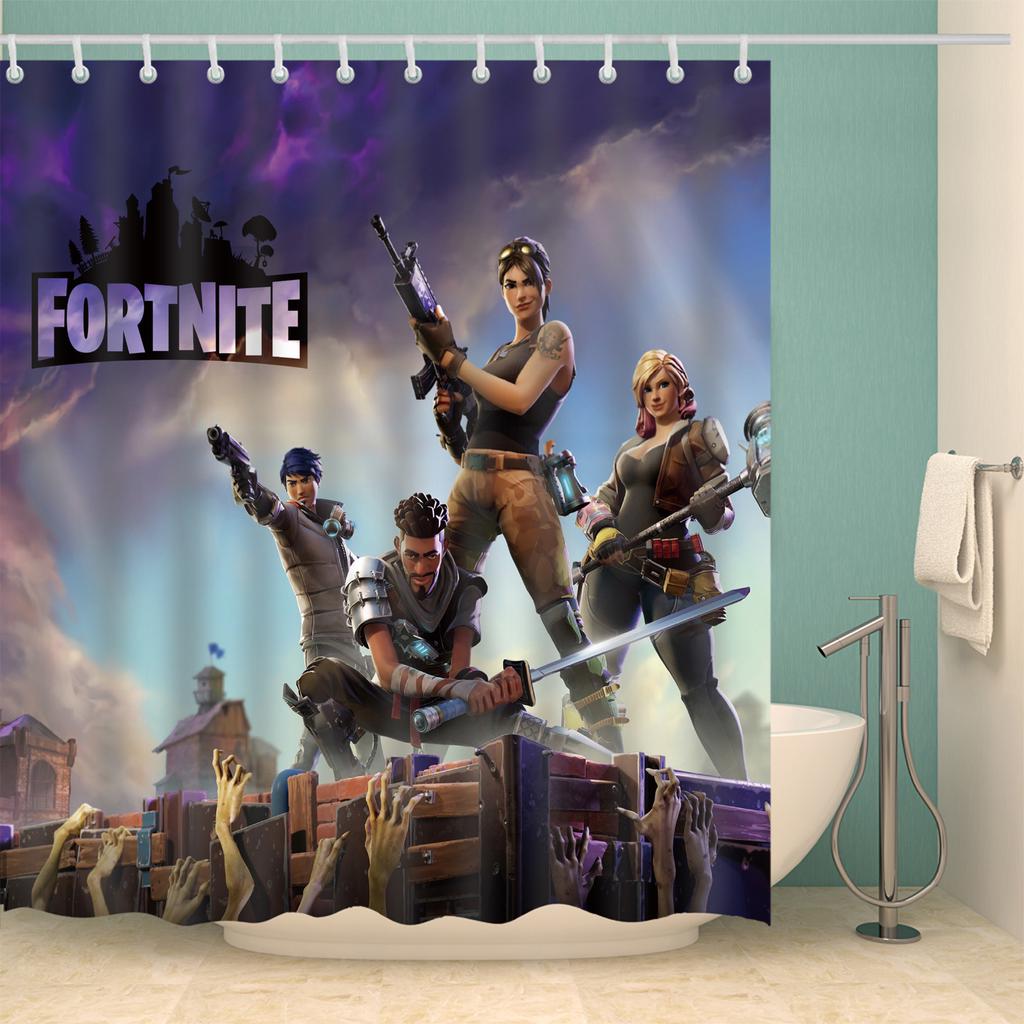 Buy FORTNITE Print Bathroom Shower Curtain Waterproof Bath Screen Set ...