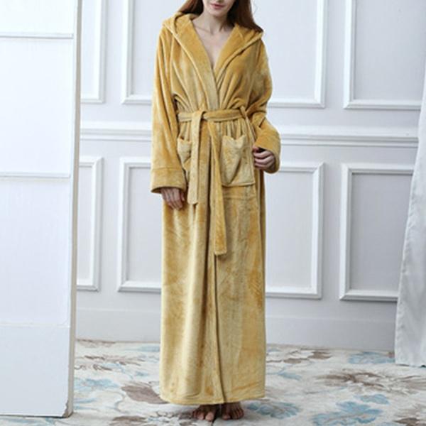 Buy Lovers Hooded Extra Long Thermal Bathrobe Women Men Plus Size ...