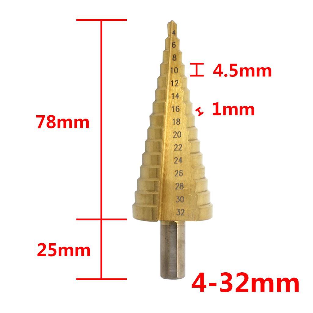 Buy Titanium Coated Pagoda Shape Step Drill Bit HSS Triangle/Hex Shank ...