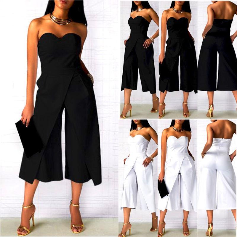 Women Fashion Summer Strapless Playsuit Bodycon Party Jumpsuit Romper ...