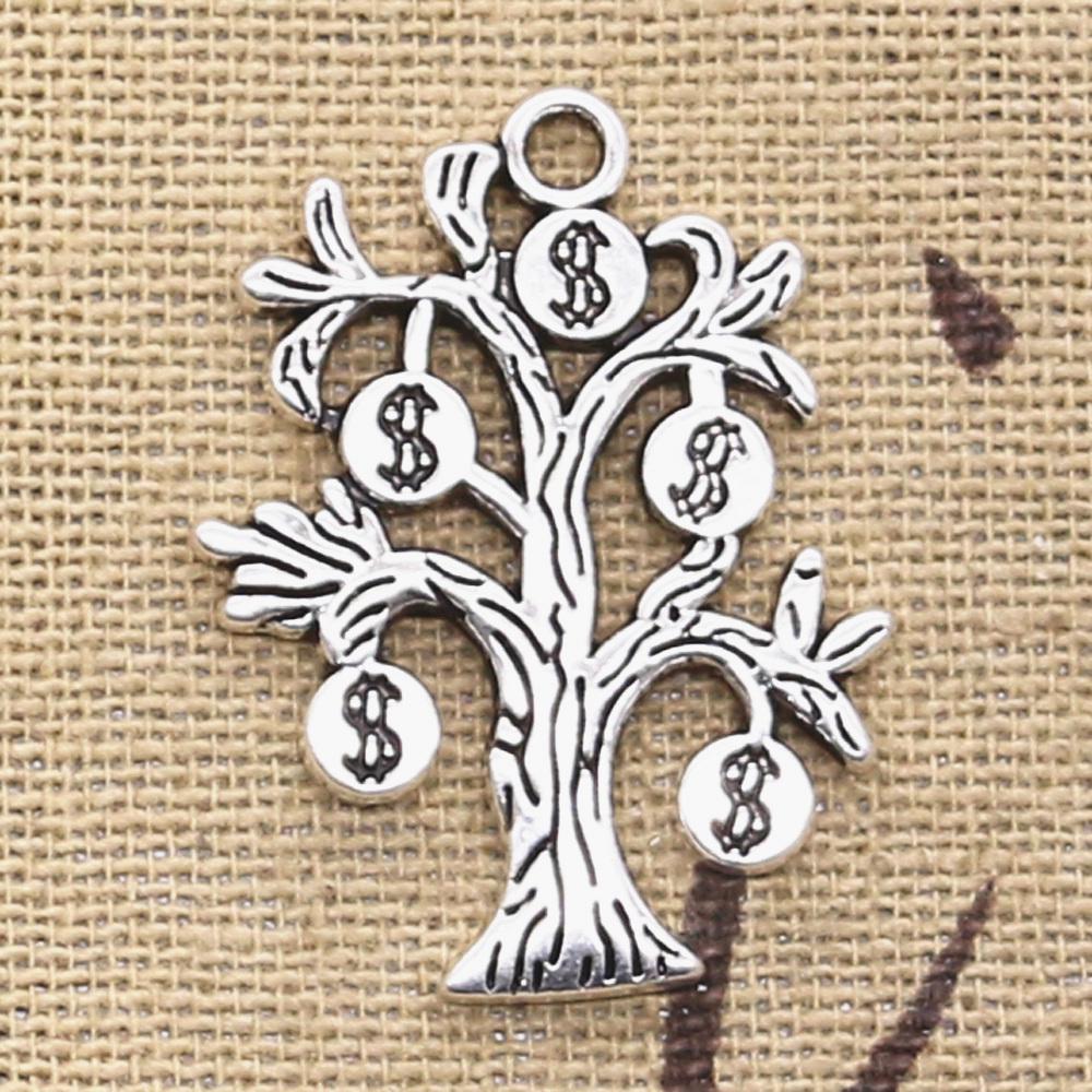 Buy Hroryn 8pcs Charms Money Tree DIY Tibetan Silver Pendants Antique ...