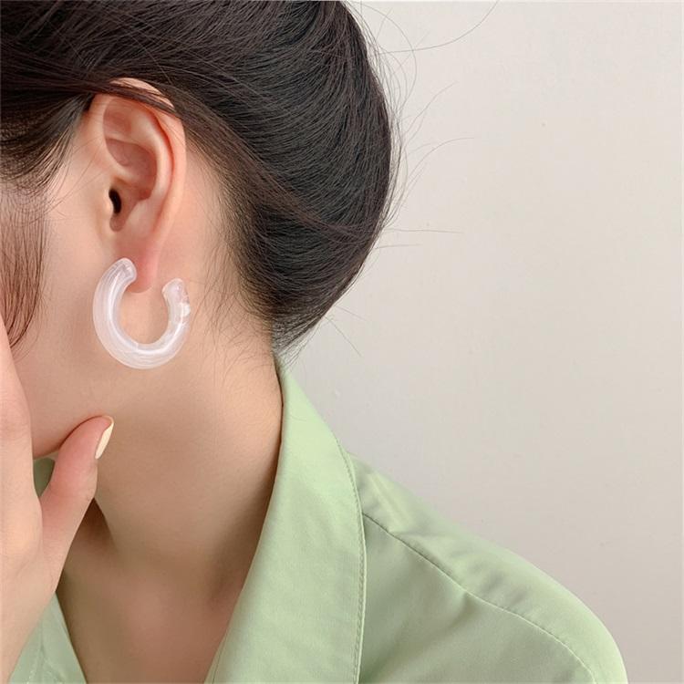 Buy Round Transparent Earrings Female Niche Circle Simple and Advanced ...
