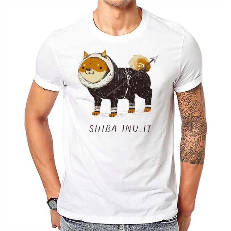 Buy Shiba Inu It Print Short Sleeve O-Neck Tshirt Hip Hop Swag ...