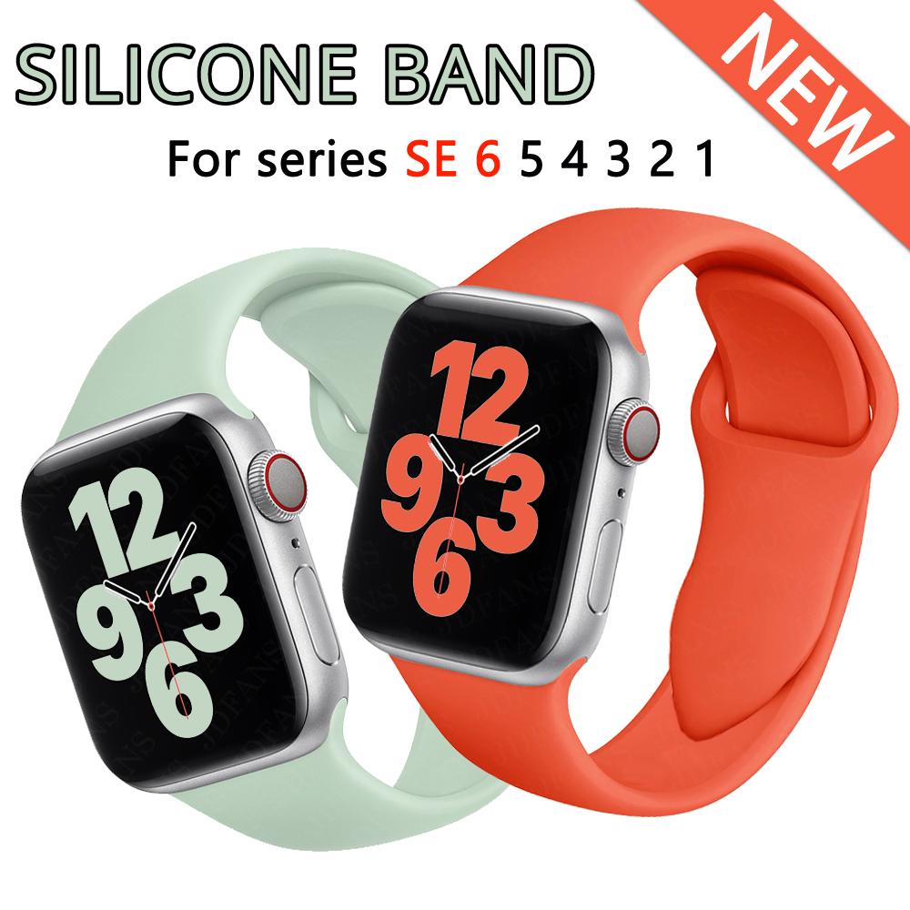 Buy Sport Strap for Apple Watch SE 6 Band 44mm 40mm 38mm 42mm Rubber ...