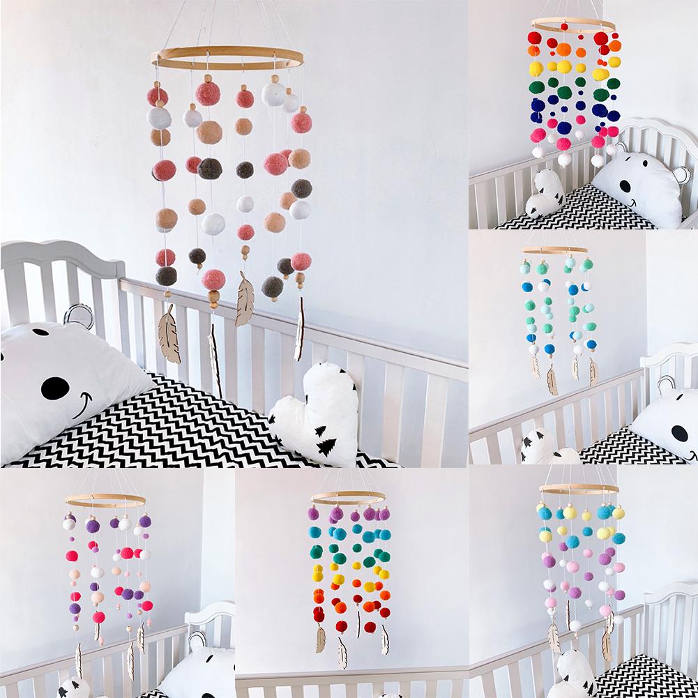 Buy Sweet Room,Nordic Colorful Fuzzy Balls Wooden Leaves Wind Chime ...