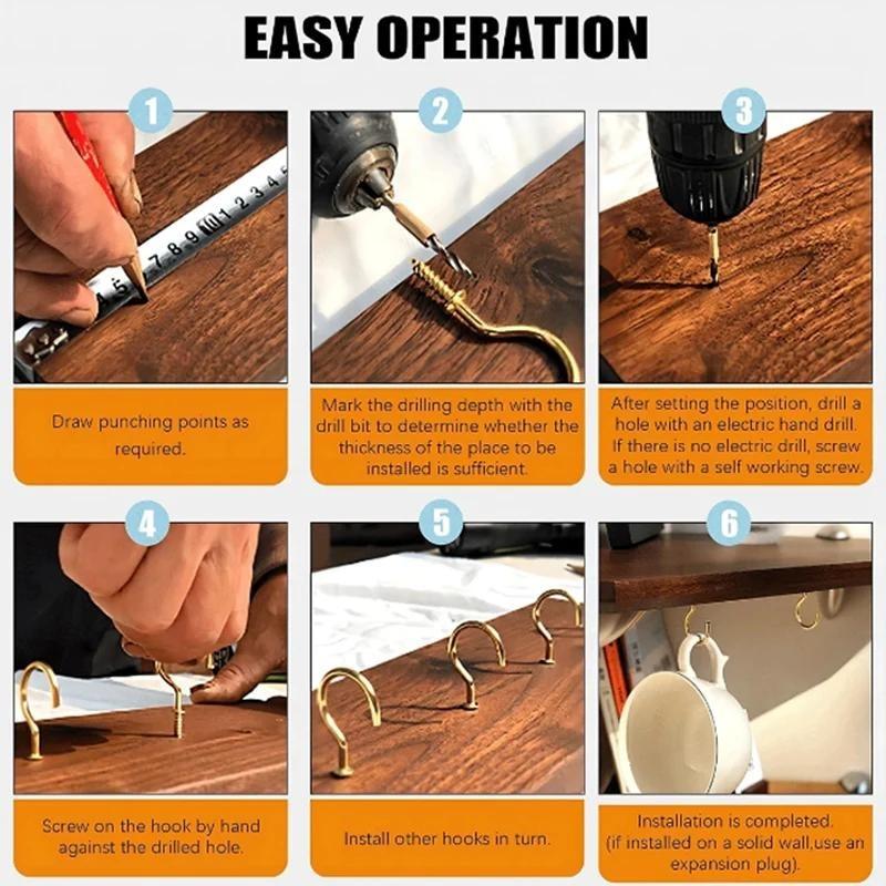 300pcs Screw Hooks Cup Hook Shouldered Screw Hanging Heavy Duty Cup ...