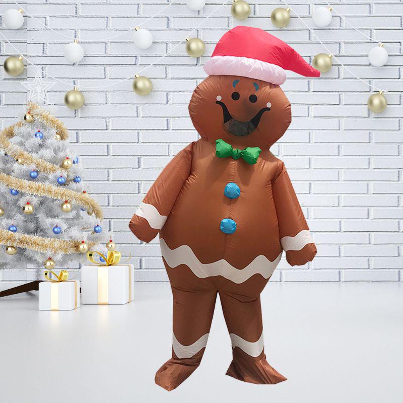 Buy Christmas Funny Inflatable Gingerbread Man Costume Halloween Party ...