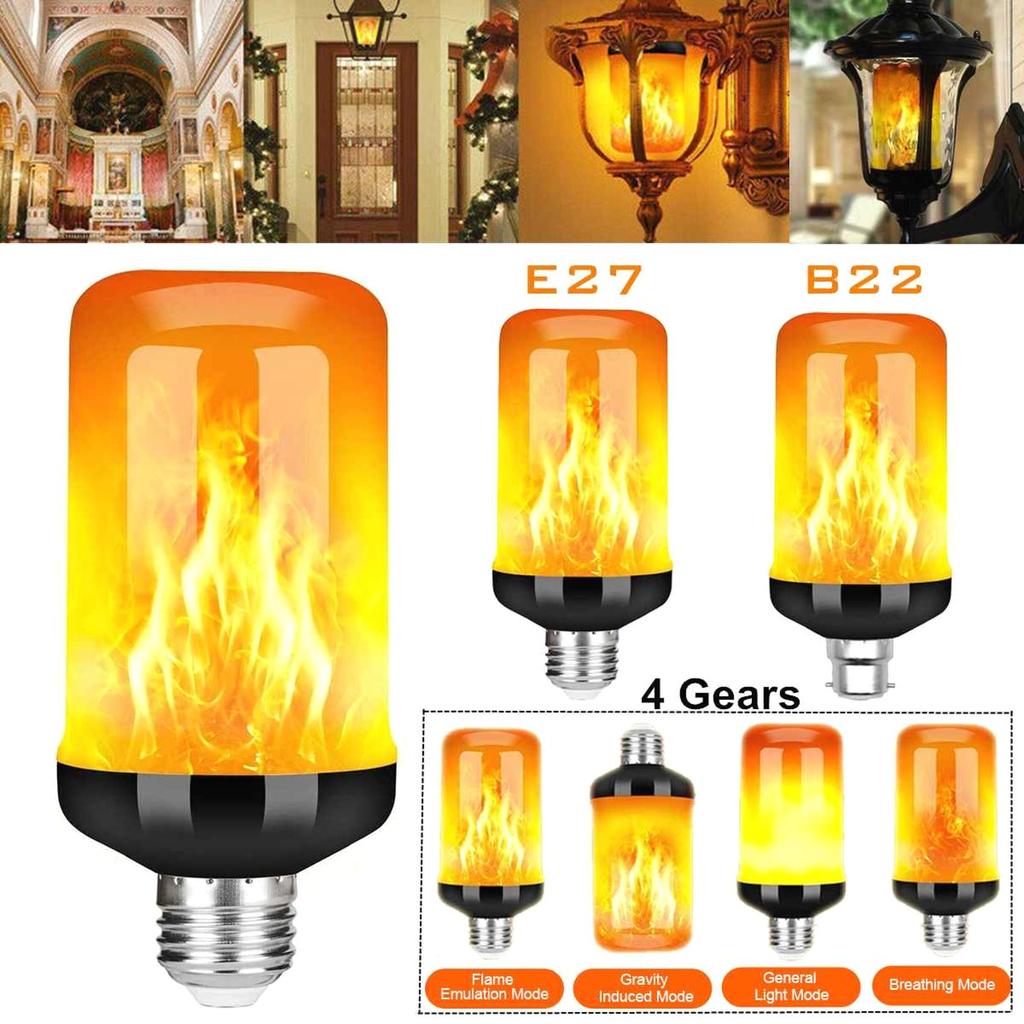Buy 4PC 99LED E27 Flame Lamps 85-265V 4 Modes LED Flame Effect Light ...