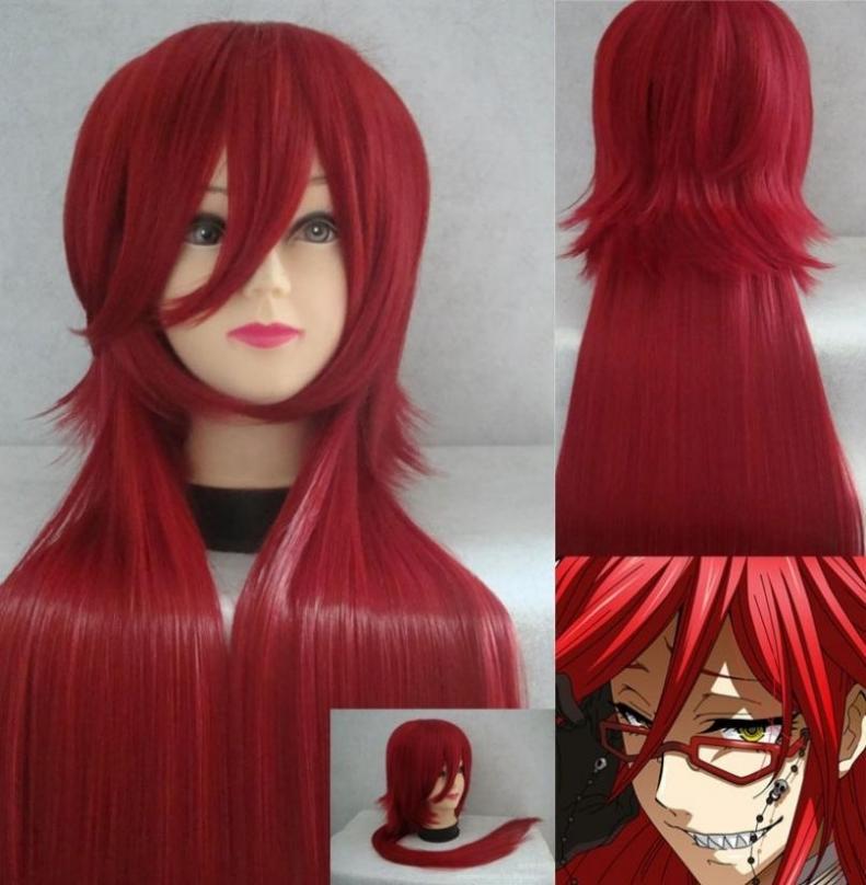 Buy Black Butler Grell Sutcliff Cosplay Wig Cosplay Hair Drak Red Cool ...