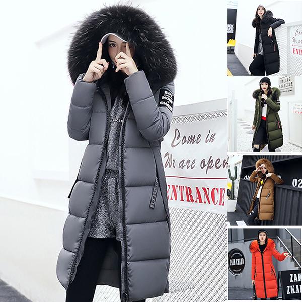 Women Long Warm Coat Faux Fur Hoodies Parkas Woman Wadded Down Jackets ...