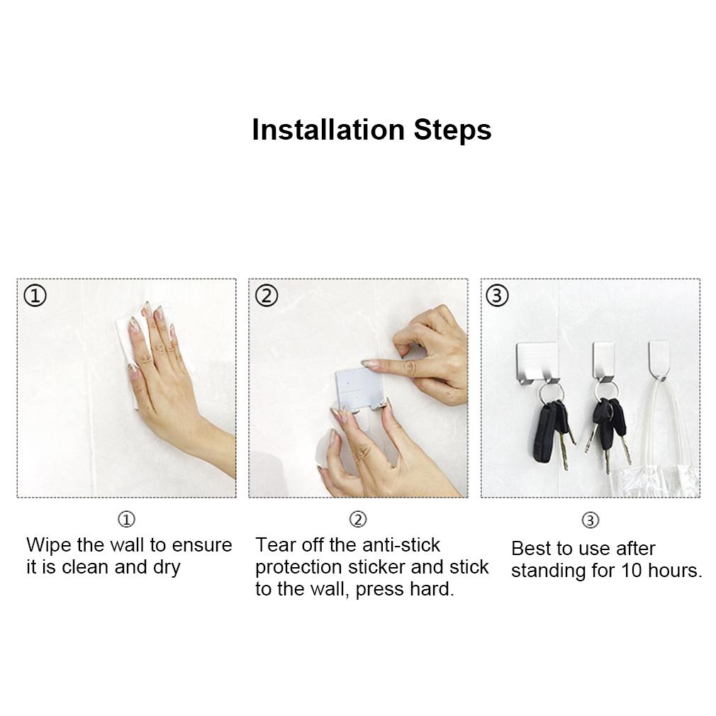 Buy Self-Adhesive Wall Hooks Holder Stainless Steel Towel Holder Multi ...