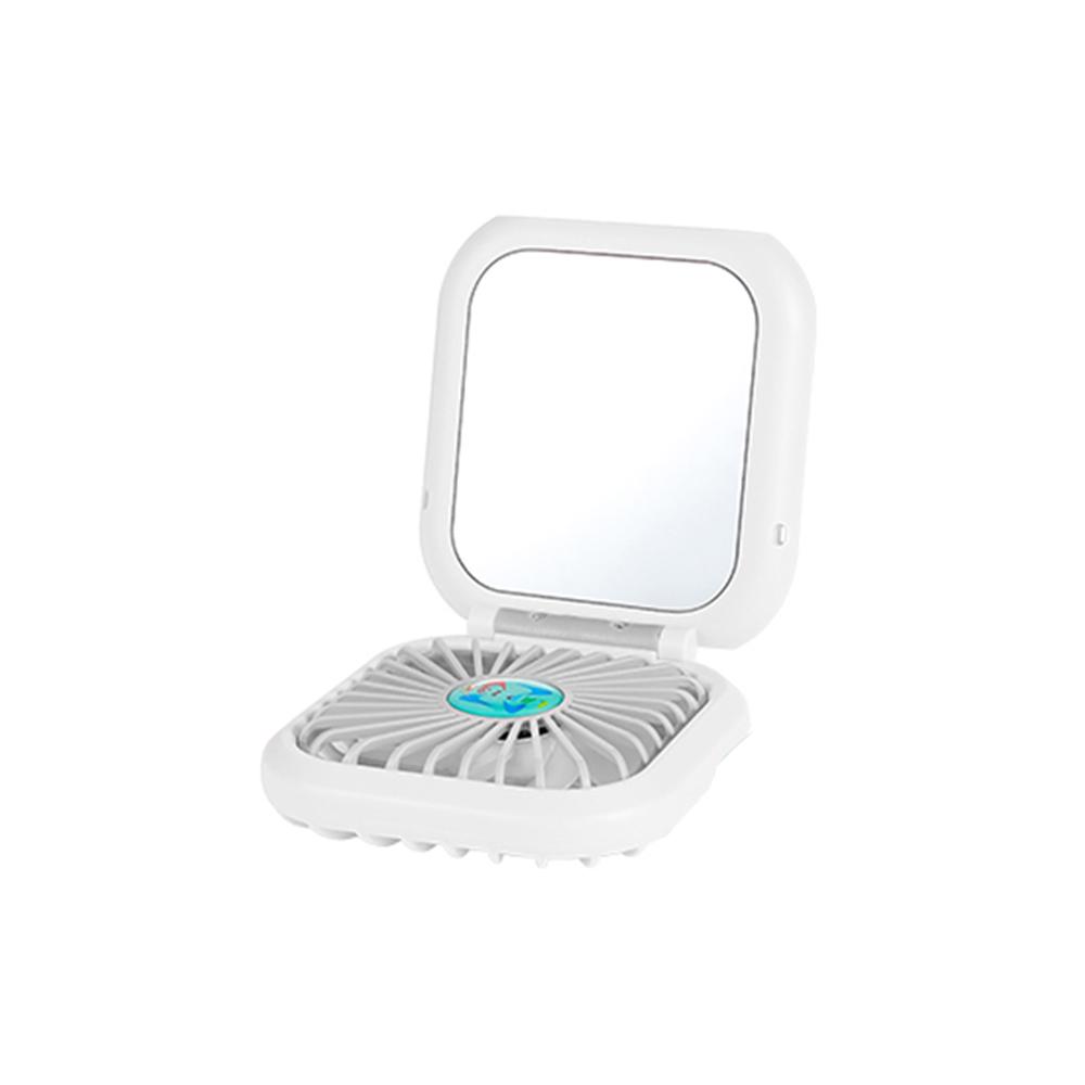 Portable Mini Fan Handheld Foldable Fans With Makeup Mirror Lanyard ...