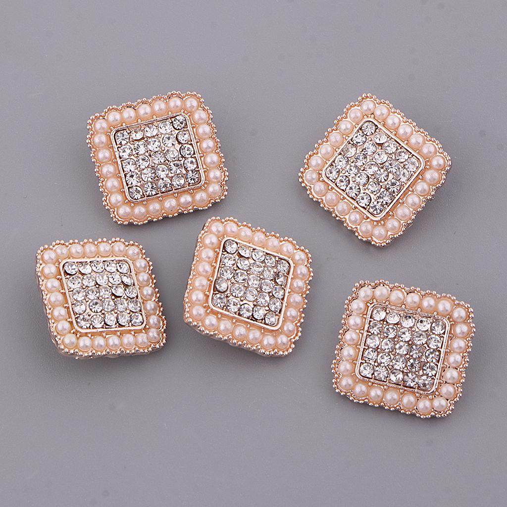 5 Pieces Square Pearl Crystal Shank Buttons for Sewing Decoration ...