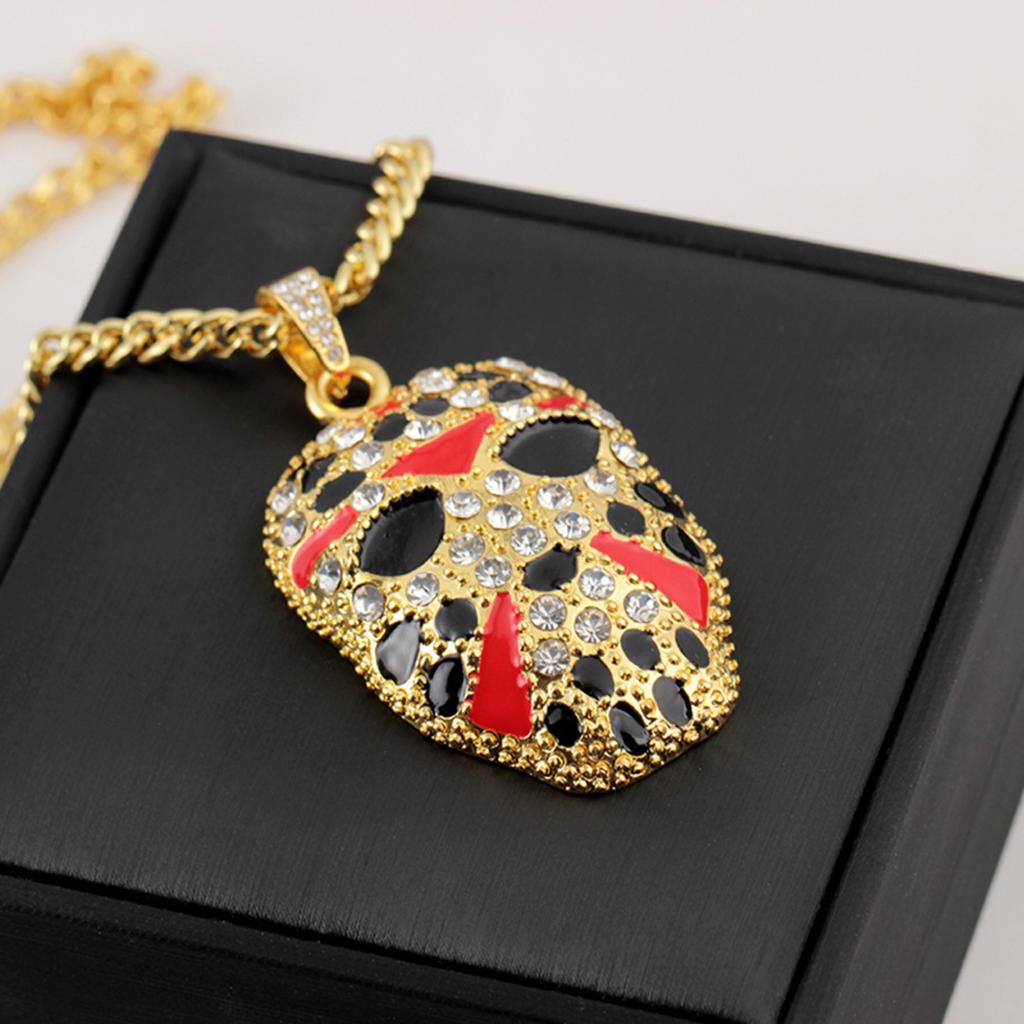 Pdtoweb Men Hip Hop Iced Out Slaughter Gang Mask Crystal Chain Pendant ...