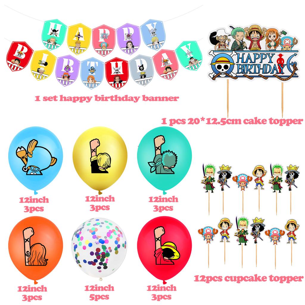 Buy 1 Set Anime ONE PIECE Balloons ONE PIECE Luffy Balloon Banner Cake ...