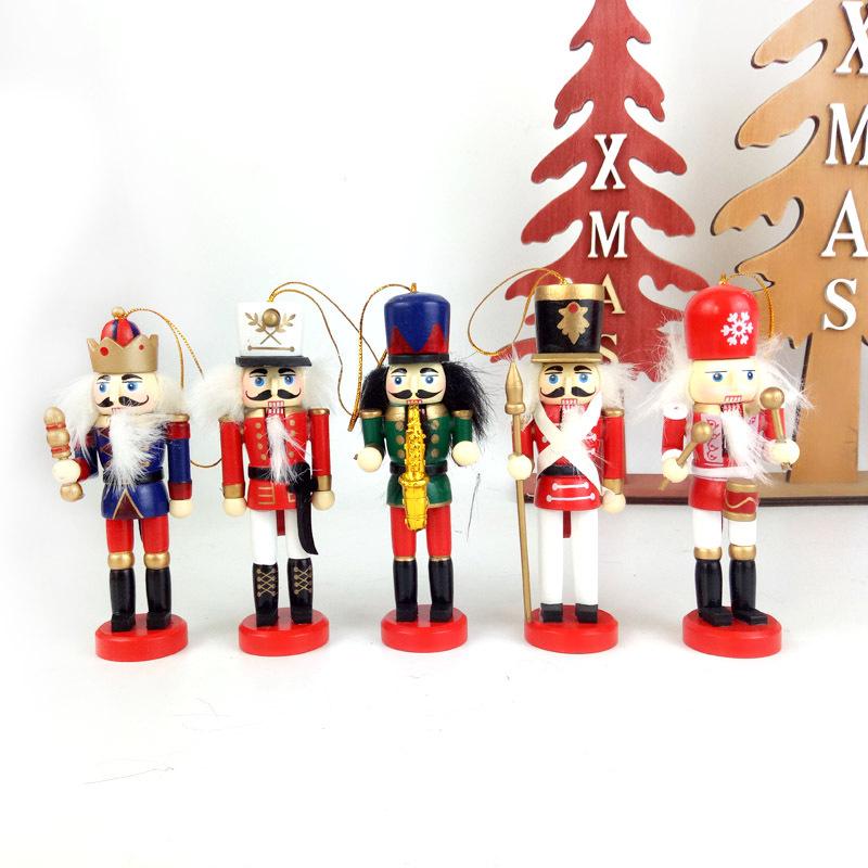 Buy Christmas Decorations Wooden Nutcracker 12cm Set Five Hand Painted ...