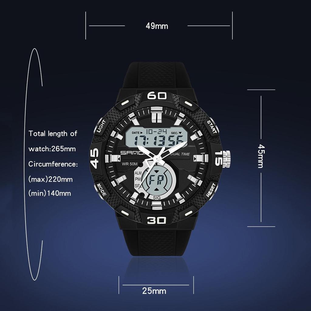Buy SANDA New Men's Watches Sports Military Dual Display Wristwatch 50M ...