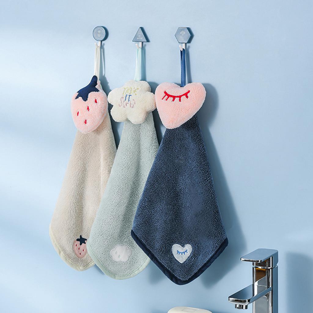 Buy Kitchen Coral Velvet Hand Towel Cute Soft Water Absorbent Hanging ...