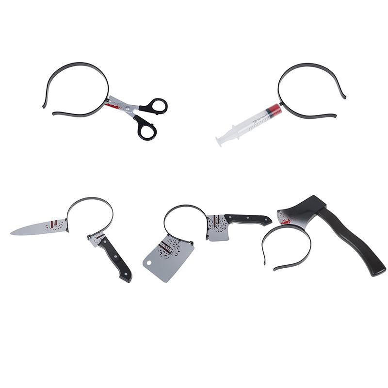 Buy Halloween Headband Scary Ax Saw Syringe Scissors Knife Fake Blood ...