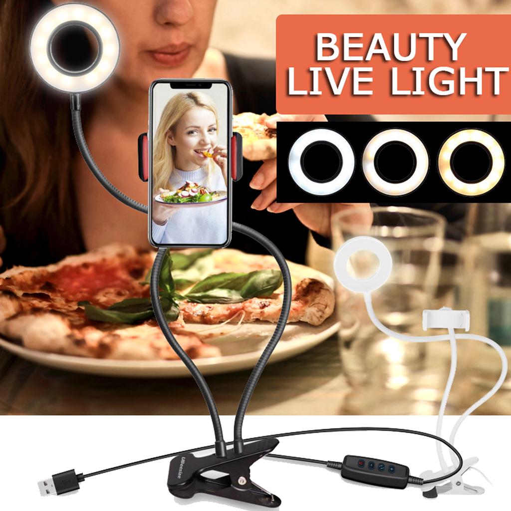 Buy 2-in-1 Universal Cell Phone Lazy Holder with LED Selfie Ring Light ...
