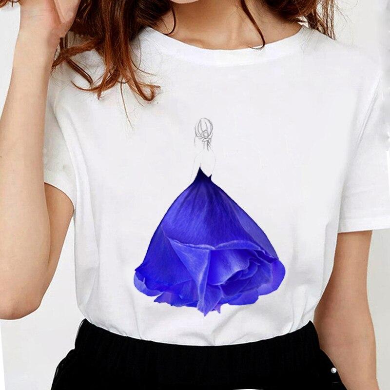 Cheap 2023 Fashion Flower T Shirts Women Summer Harajuku Floral T Shirt
