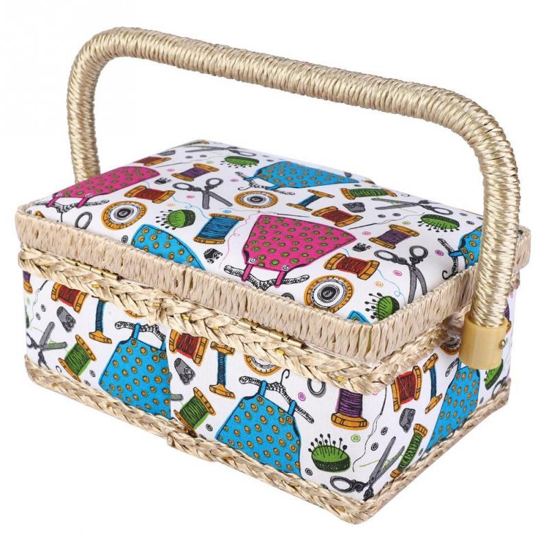 Cheap Household Fabric Craft Sewing Basket Thread Needle Storage Box ...