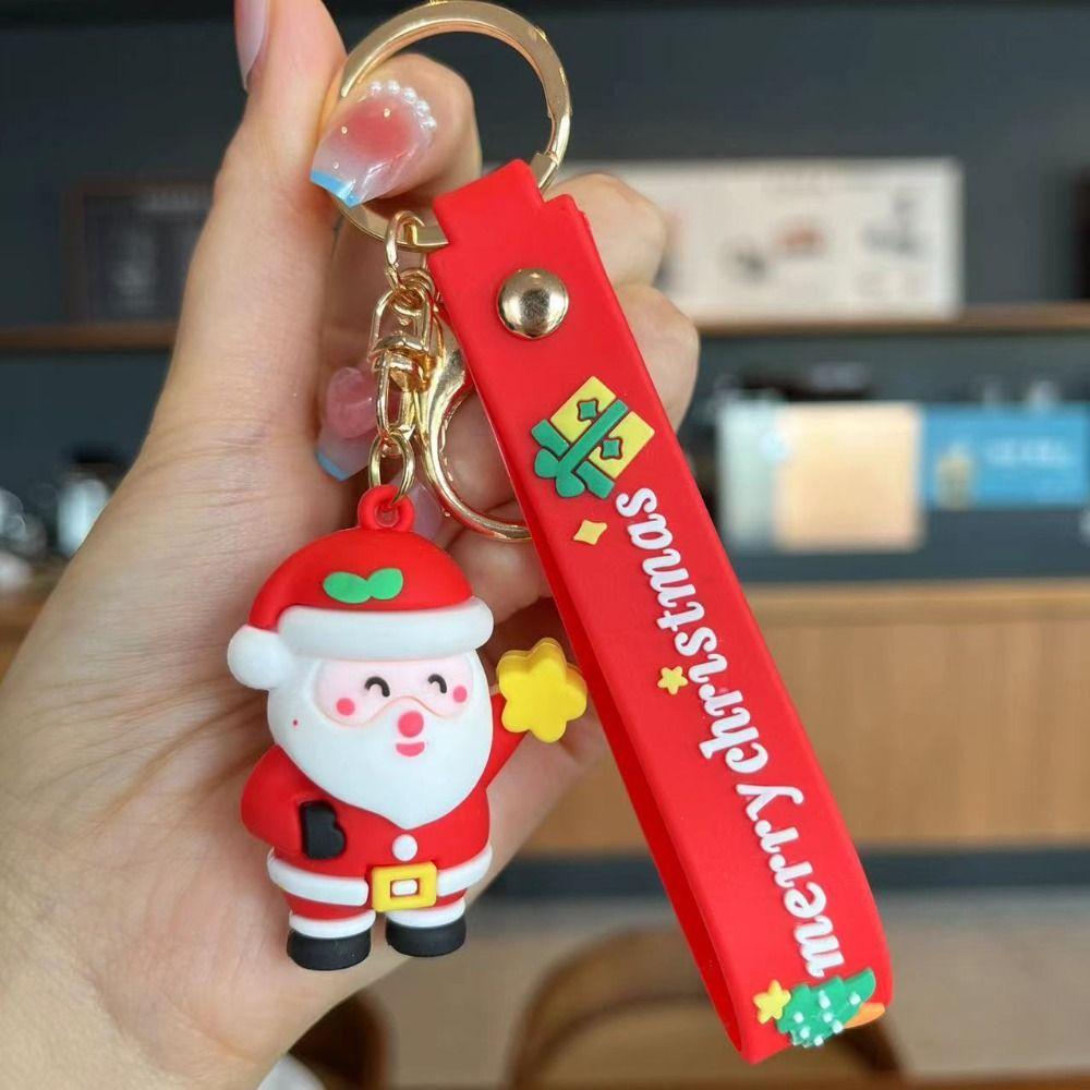 Gifts Santa Claus Xmas Tree 3D Doll Keychain New Year Keychain Car Keys ...