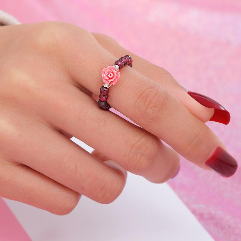 Buy Crystal Bead Elastic Ring Handmade Creative Bead Stone Ring Design ...