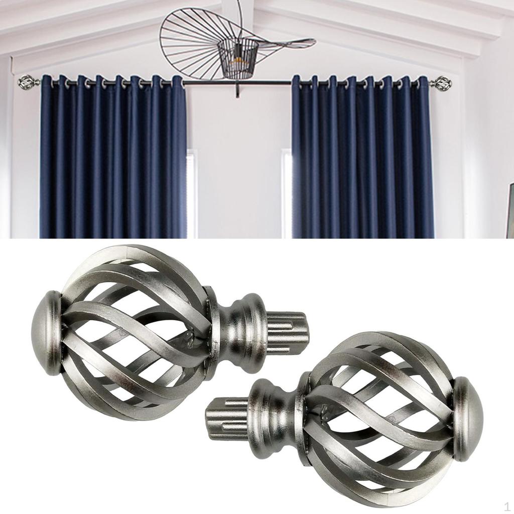 Buy 1 Pair Curtain Decorative Pole/Rod Finials Ends Heads Caps Rod Kits ...