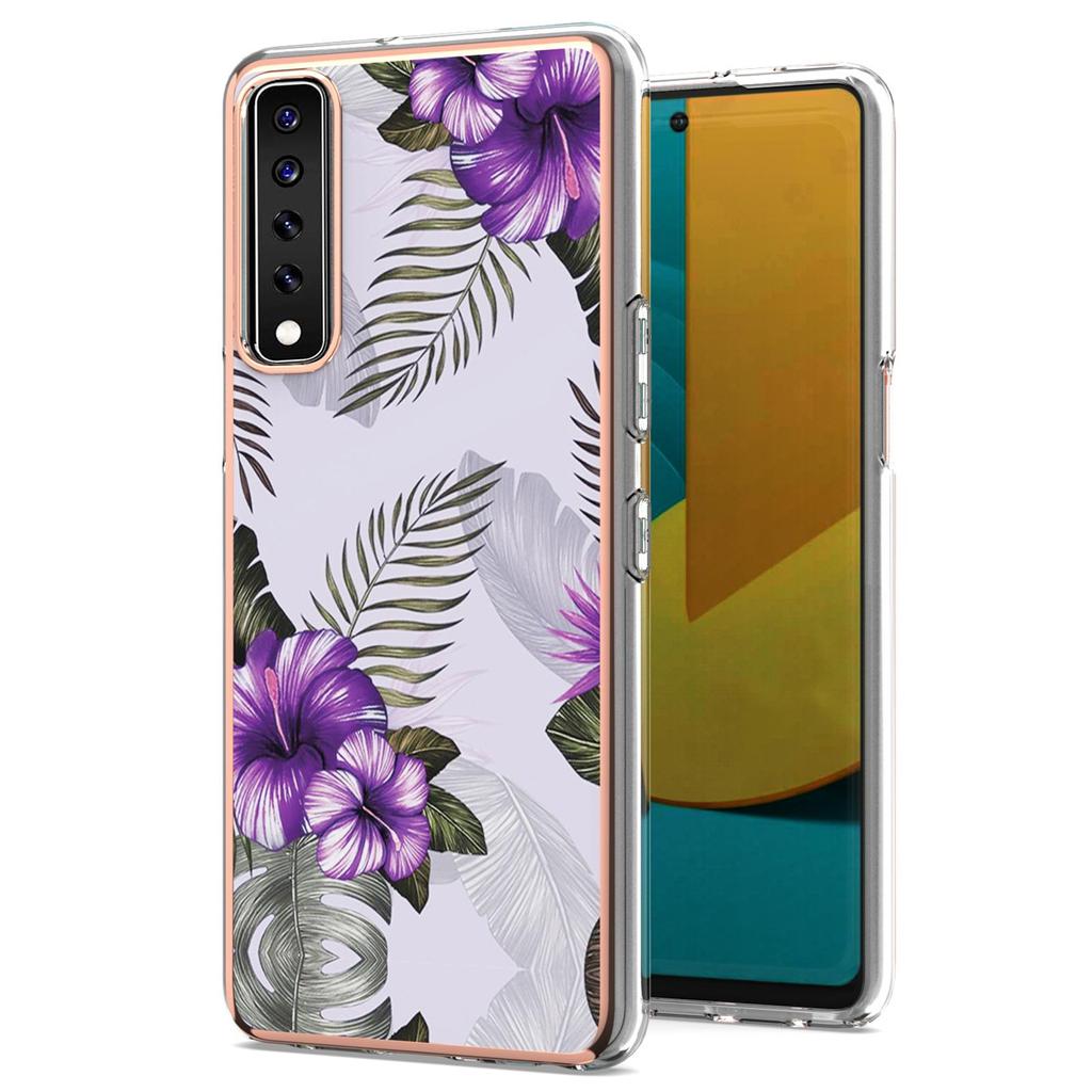 Kaufe Für LG G9 Stylo 7 Samt 4G / 5G Floral Marmor Textur Frosted IMD ...