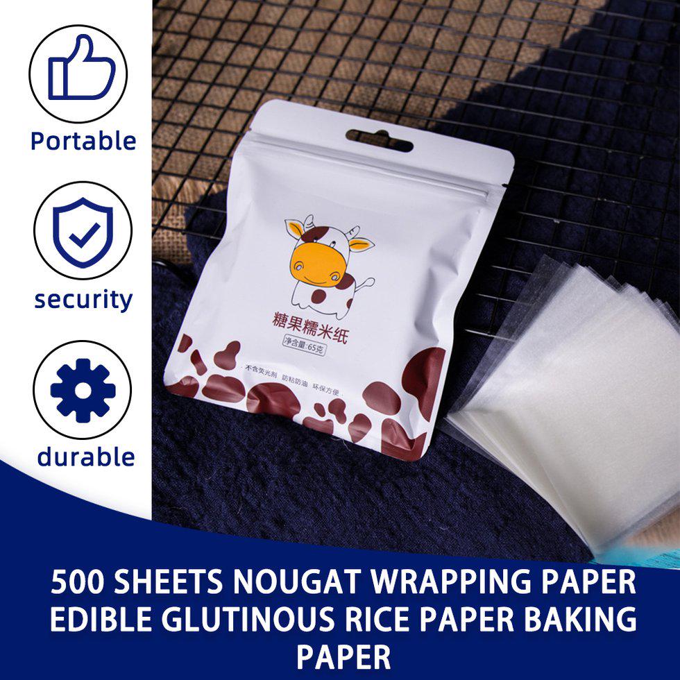 Buy 500 Sheets Nougat Wrapping Paper Edible Glutinous Rice Paper Baking ...