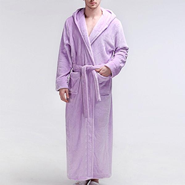 Buy Lovers Hooded Extra Long Thermal Bathrobe Women Men Plus Size ...