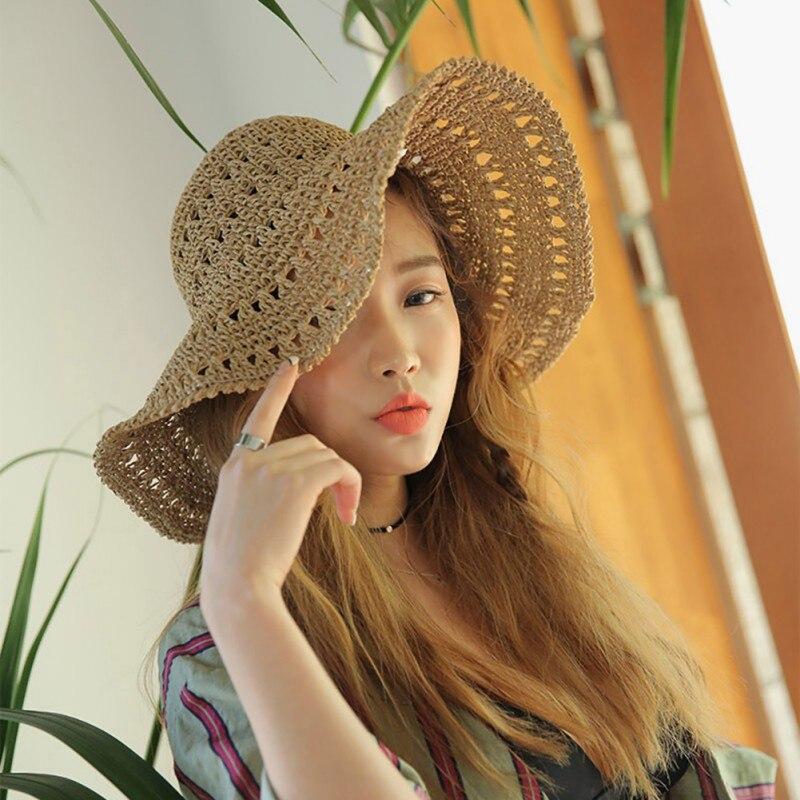 Hollow Out Women Straw Hats Wide Brim Beach Caps Summer Elegant Sun Hat ...