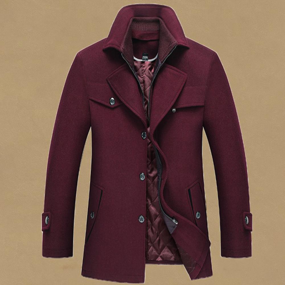 Winter Brand Men Solid Color Coats Fashion Casual Woolen Jackets For ...
