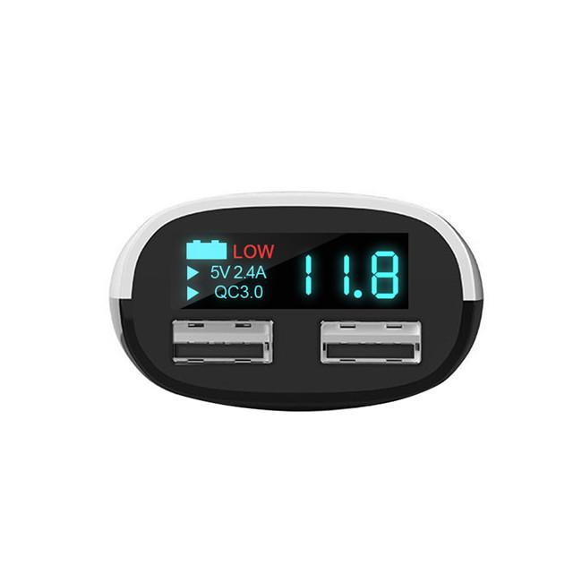 Buy Led Display Car Charger Dual Port Qc3.0 & 2.4A 2Usb Digital Display ...