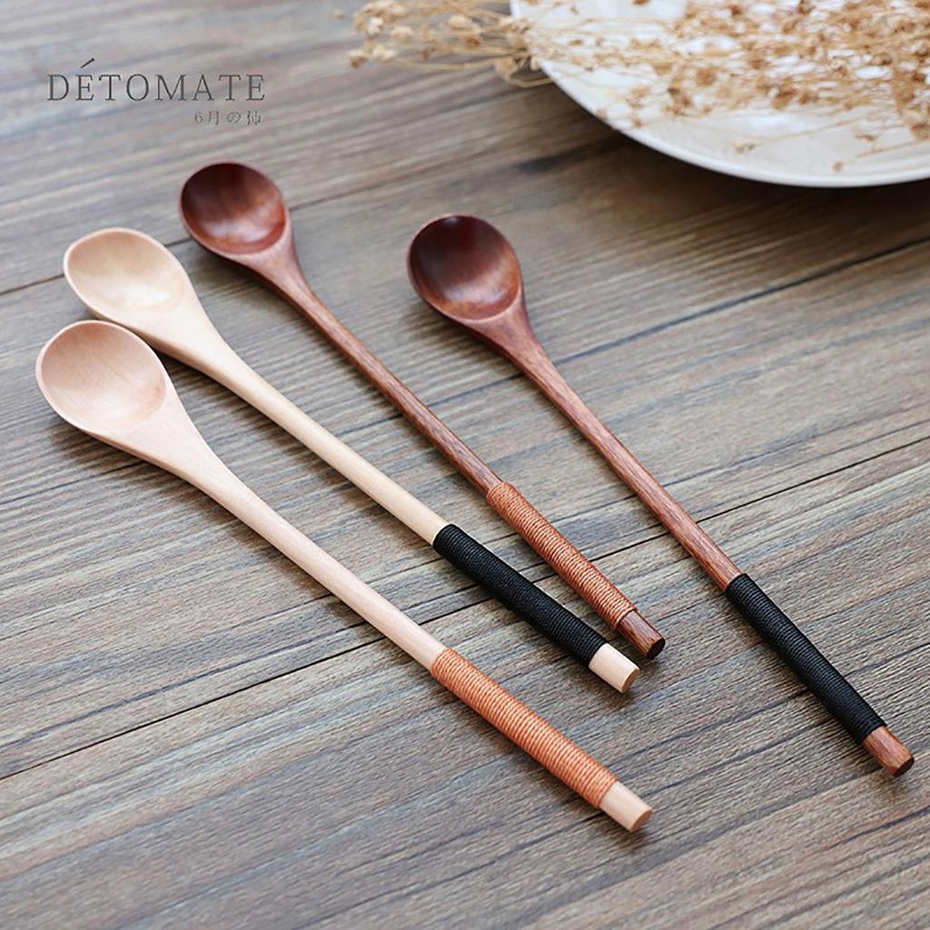 Buy SX Long Straight Wooden Round Mouth Coffee Stir Spoon With A Khaki ...
