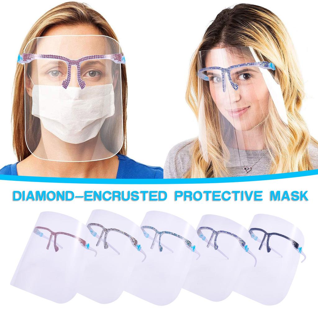 Buy Safety Face Shields with Glasses Frames Diamonds Protective Full ...