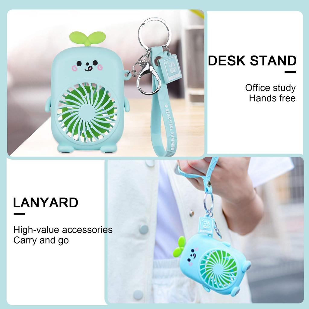 Buy Mini Cartoon Fan Keychain Handheld Portable Personal Fan for Summer ...