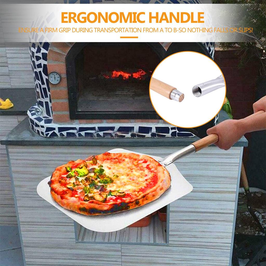 Buy Square Pizza Peel, Aluminum Pizza Pusher with Wooden Handle, Bread ...