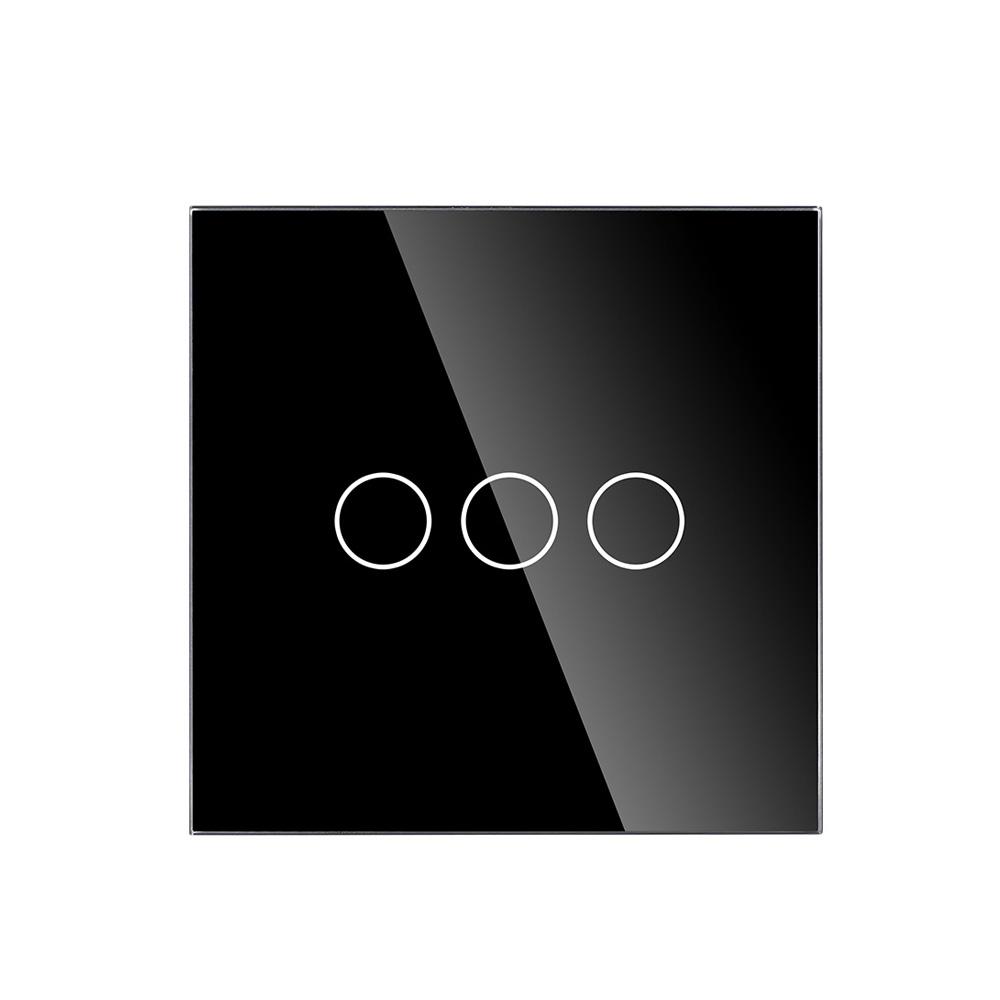 Buy TAWOIA Touch Switch 3 Gang 2 Way Light Touch Switch With Glass ...